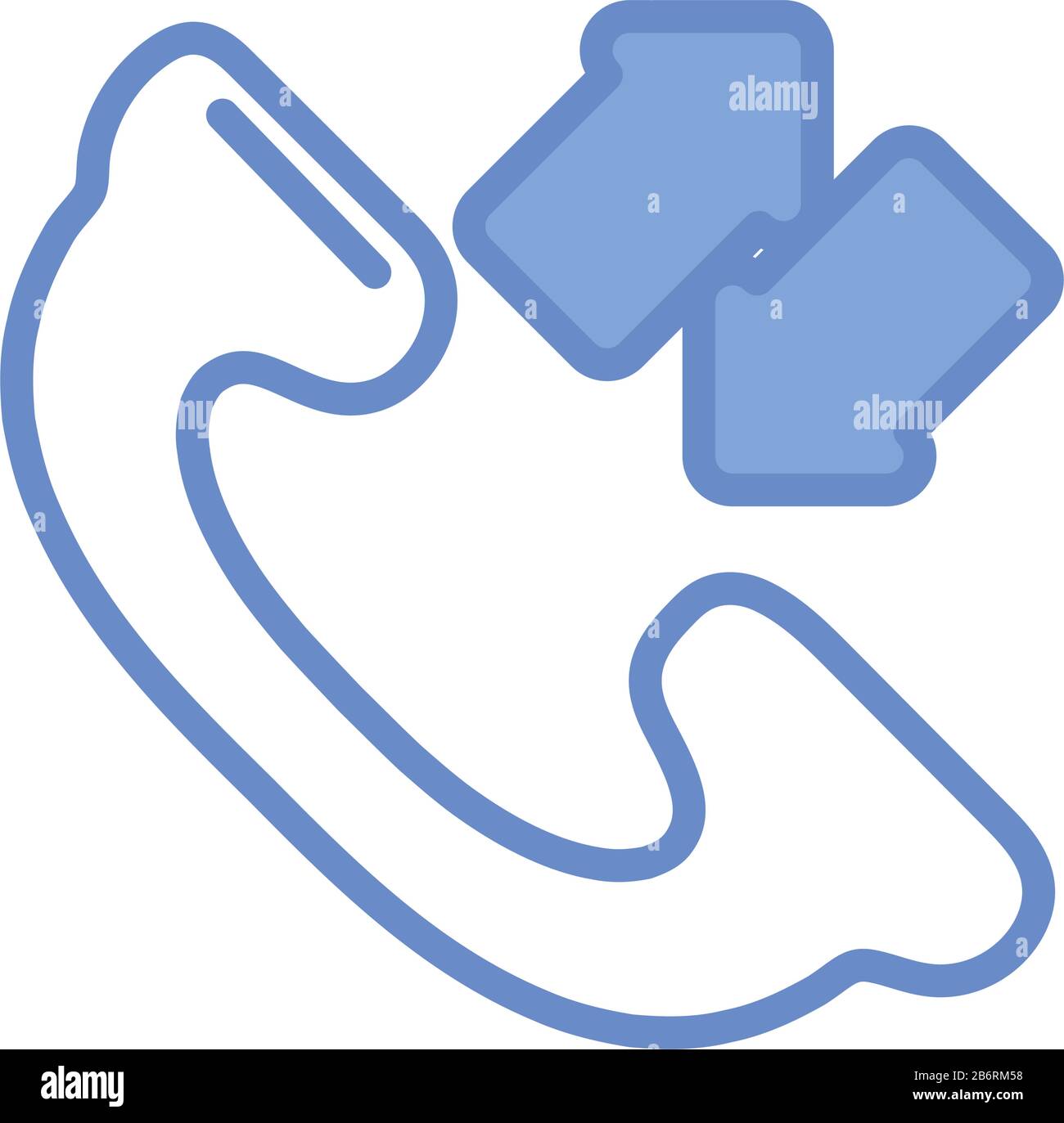 phone and arrows icon over white background, blue outline style, vector ...