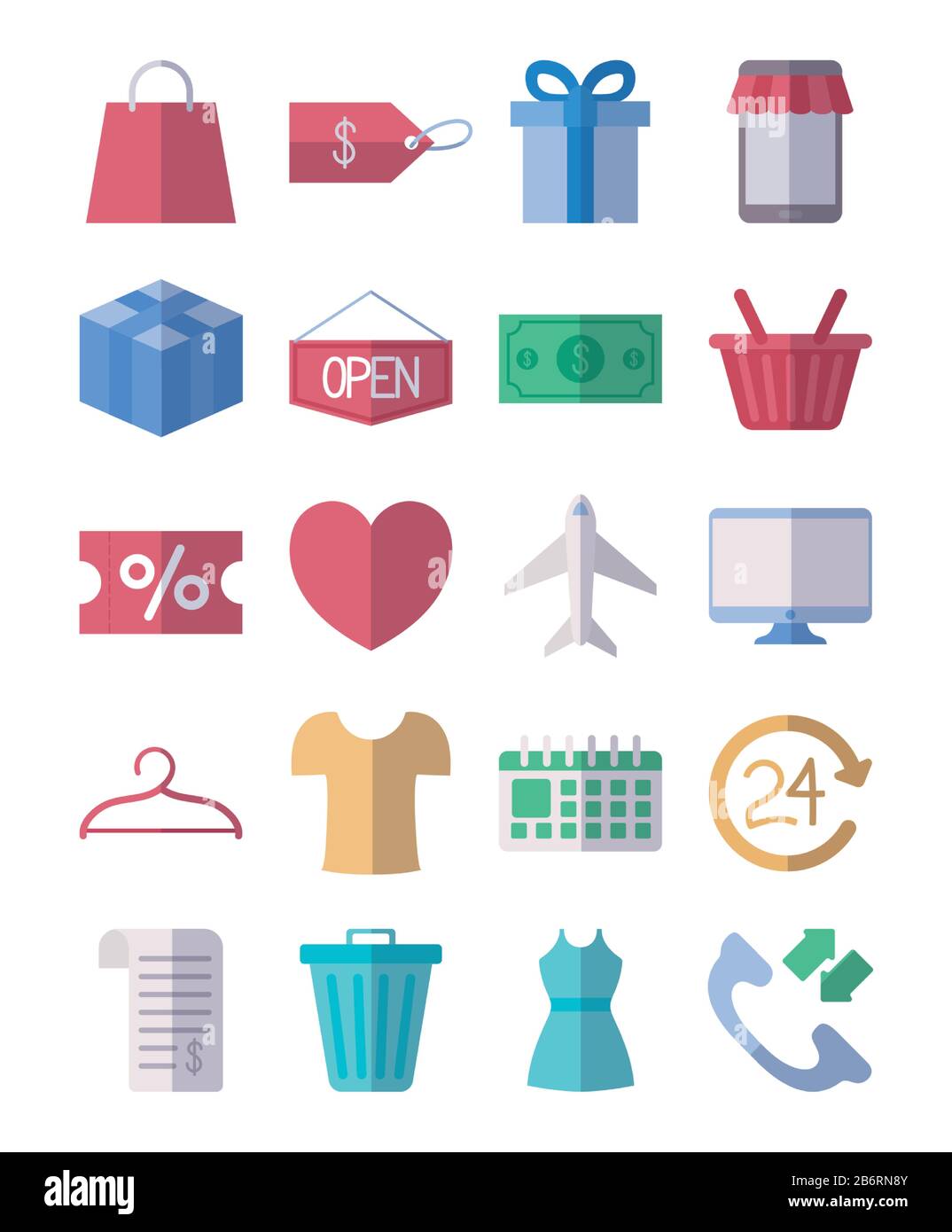 gift box and shopping icons set over white background, flat style ...