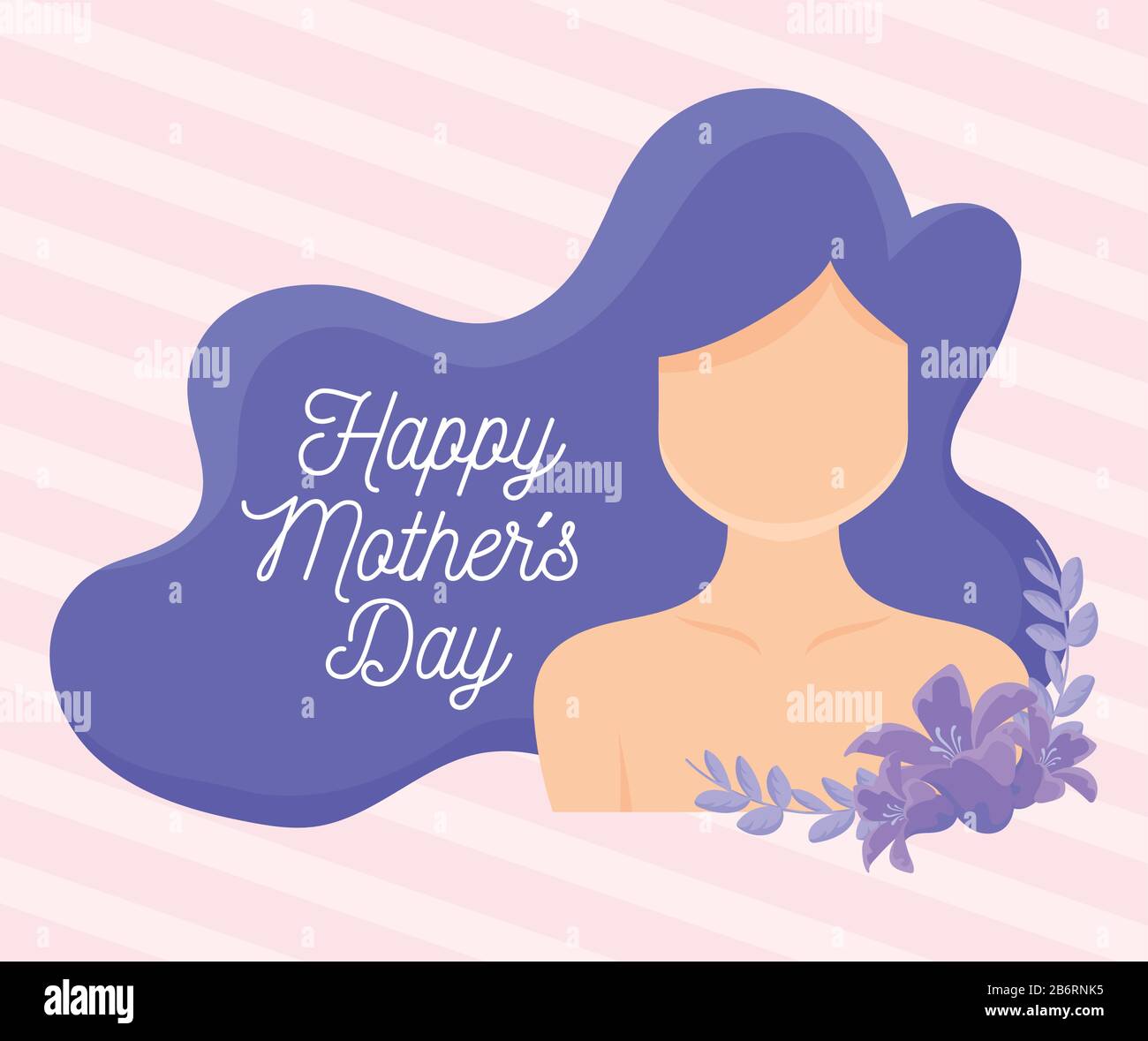 Happy mothers day design with cartoon woman with purple hair and ...