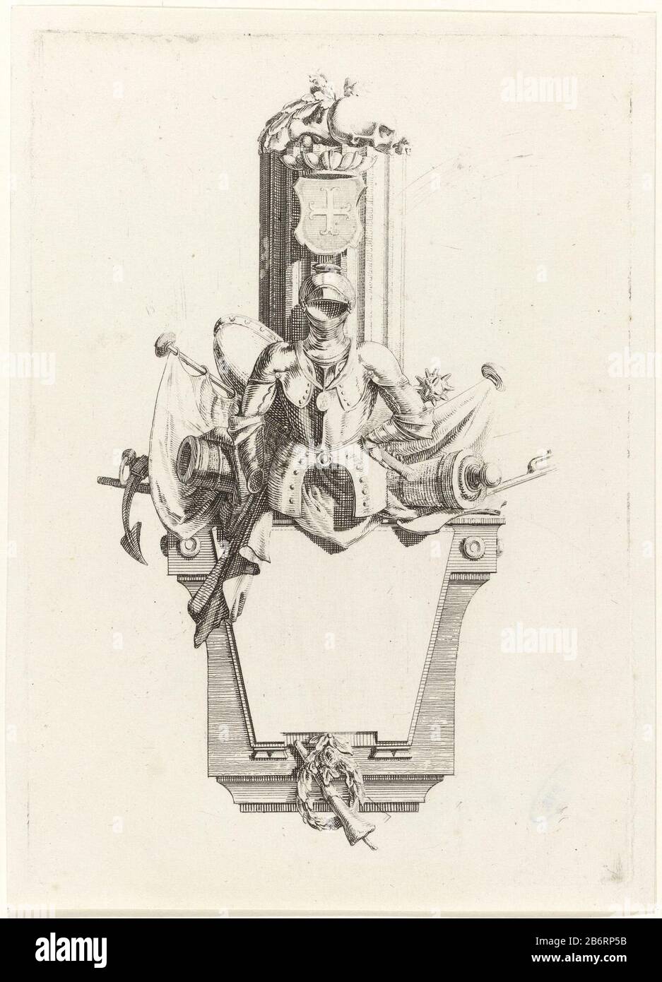 Grafmonument met het wapen van Bentinck tomb with in the middle blank ...