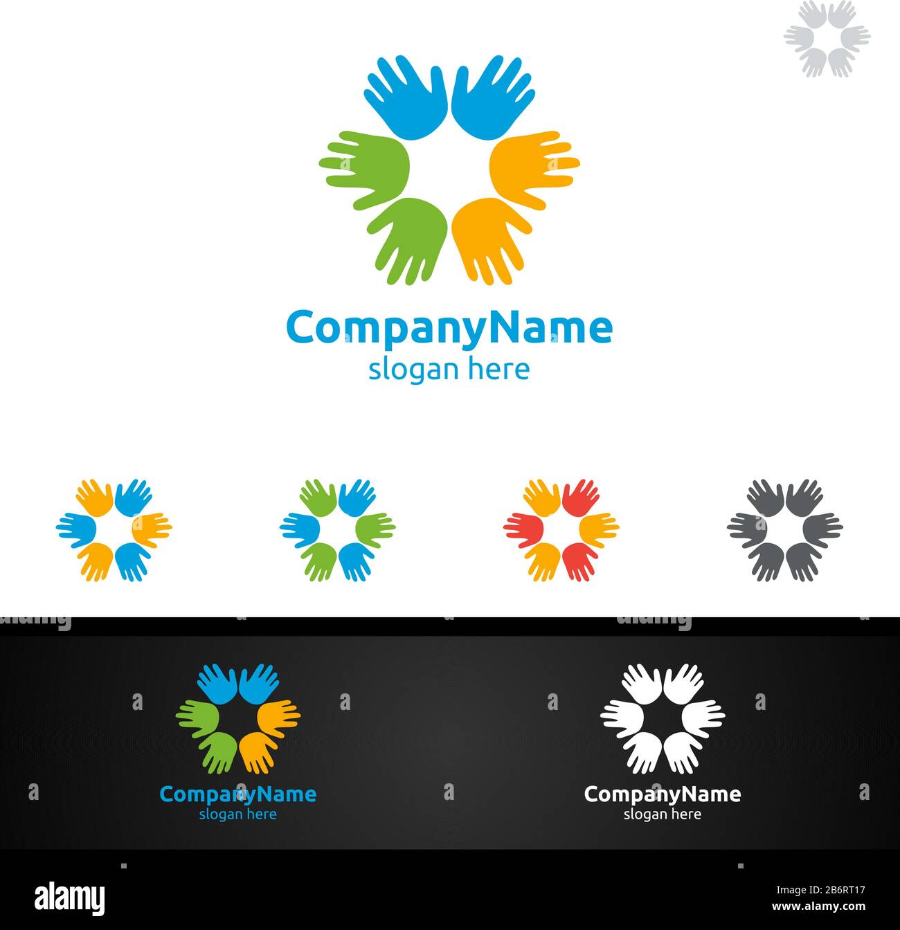 Colorful Children Hand Vector Logo Design for Education or Creative ...