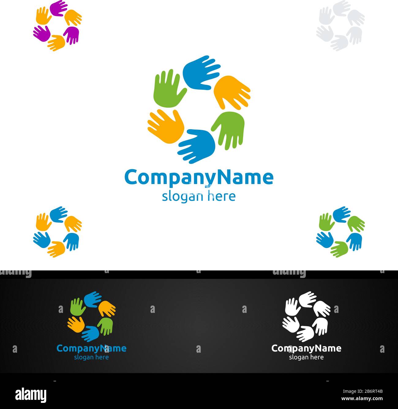 Colorful Children Hand Vector Logo Design for Education or Creative ...