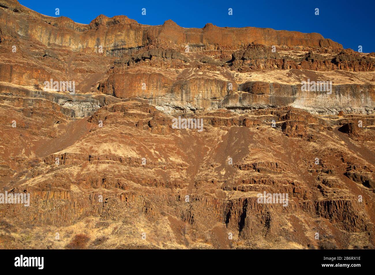 Columbia River basalt canyon wall, Deschutes Wild and Scenic River ...