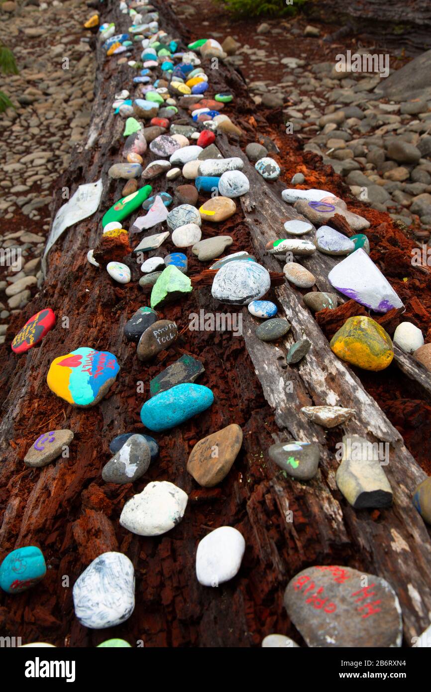Painted rocks, Painted Rock Beach, Seaside, Oregon Stock Photo - Alamy