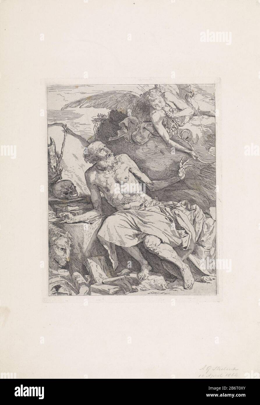 H Hieronymus door een engel bezocht The Saint Jerome is in his cave to ...