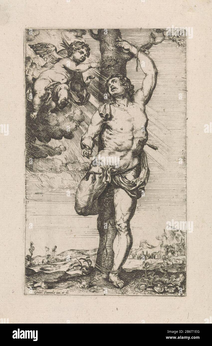 H Sebastiaan Landscape with Saint Sebastian which is a tree tied and ...
