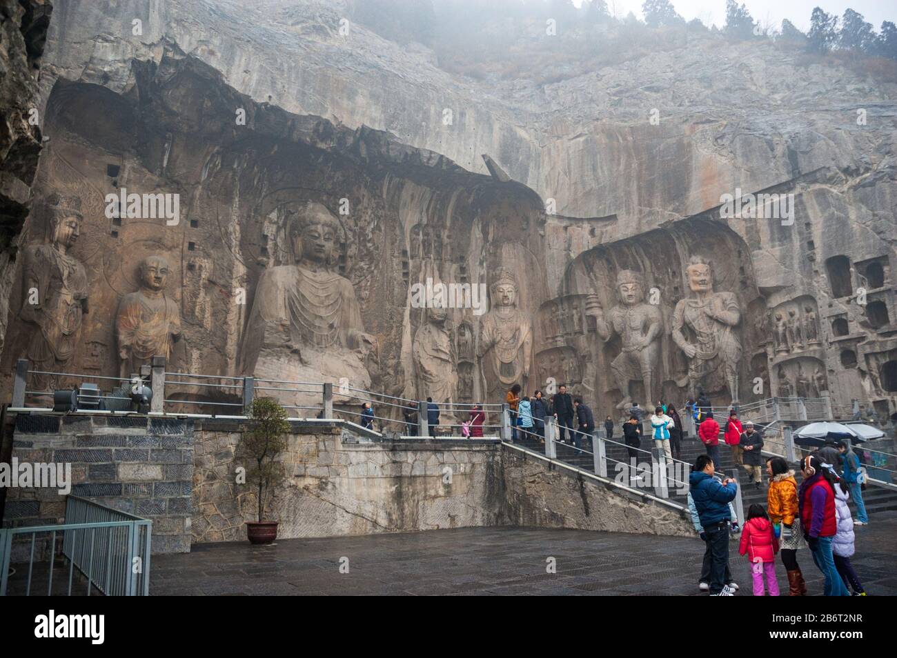 The Longmen Caves in Luoyang, Henan Province, China. The caves have ...