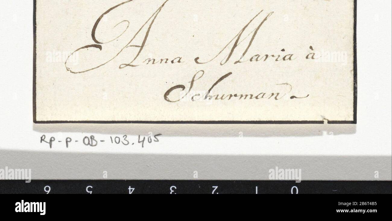 Handgeschreven naam van Anna Maria Schurman Handwritten name of Anna ...