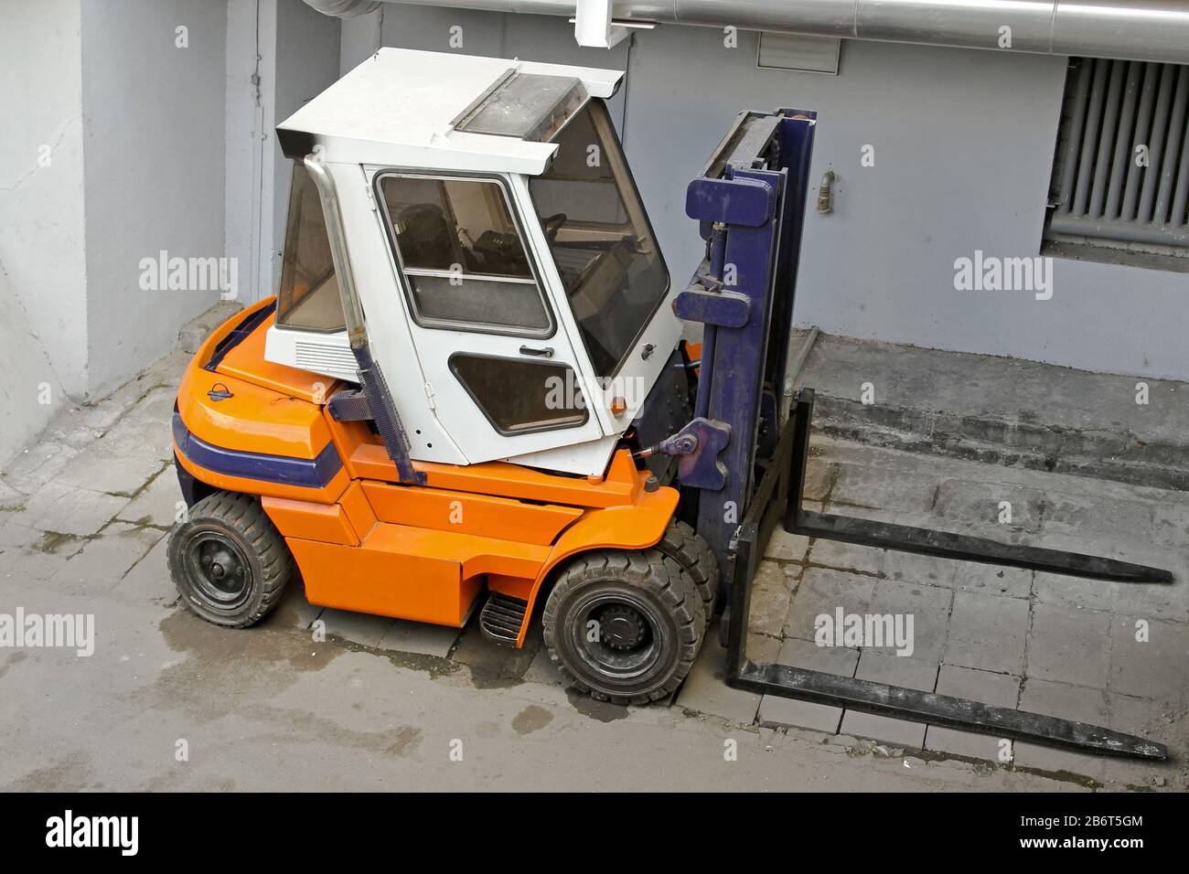 Industrial Forklift Commercial Vehicle in Distribution Warehouse Stock ...