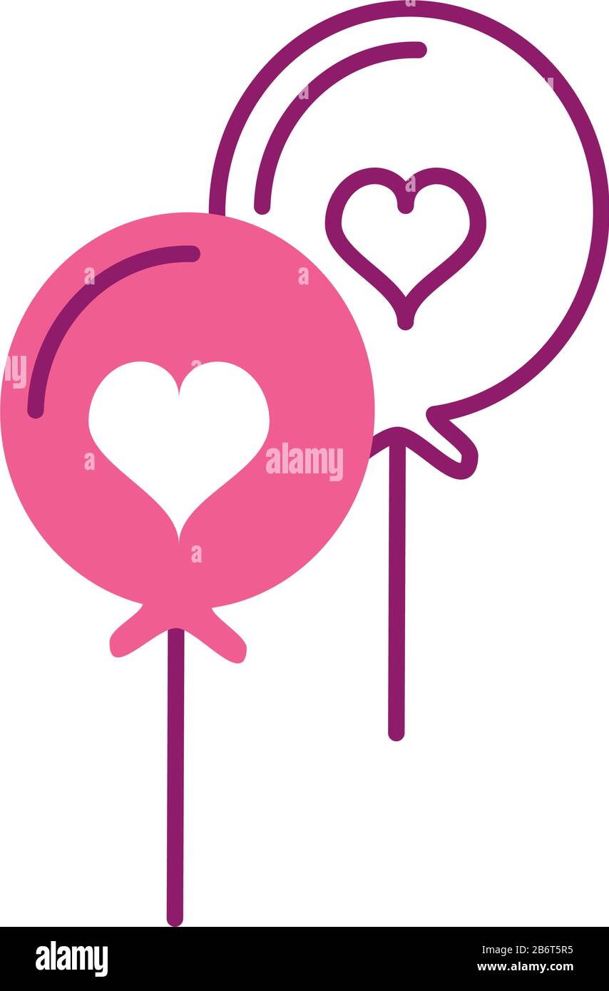 helium balloon, half line and color style icon vector illustration ...