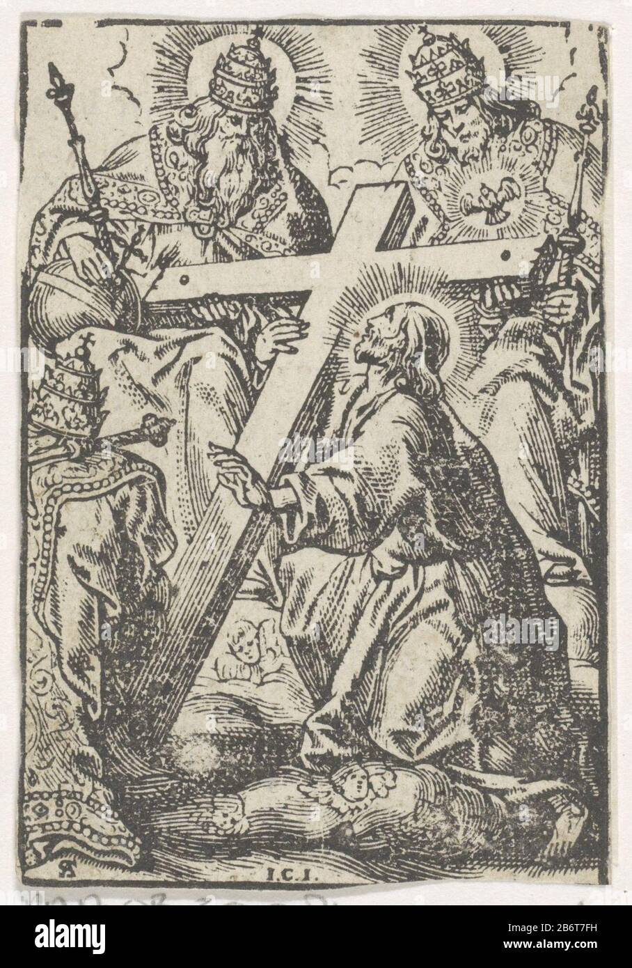 Heilige Drie-eenheid The Holy Trinity sitting on clouds between some ...