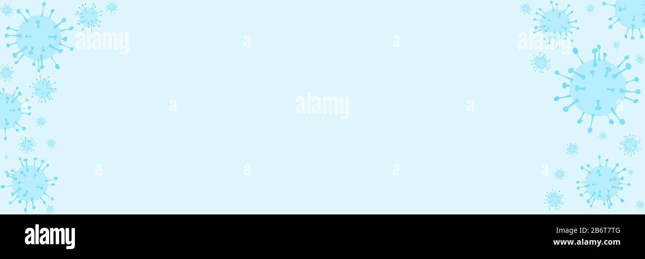 Virus banner heading, background, panorama, blue with virus shapes room ...