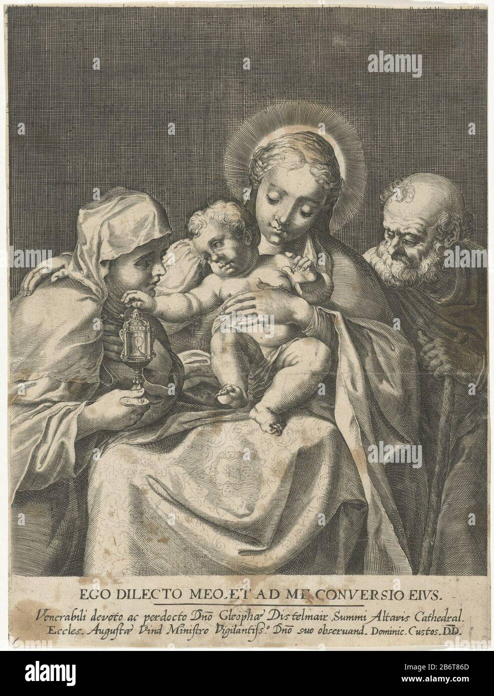 Heilige Familie met de heilige Anna Mary sitting with the child on her ...