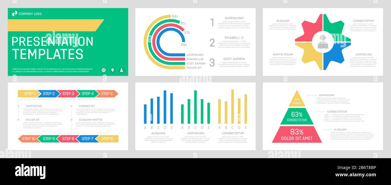 Set of red and green, blue, yellow elements for multipurpose ...