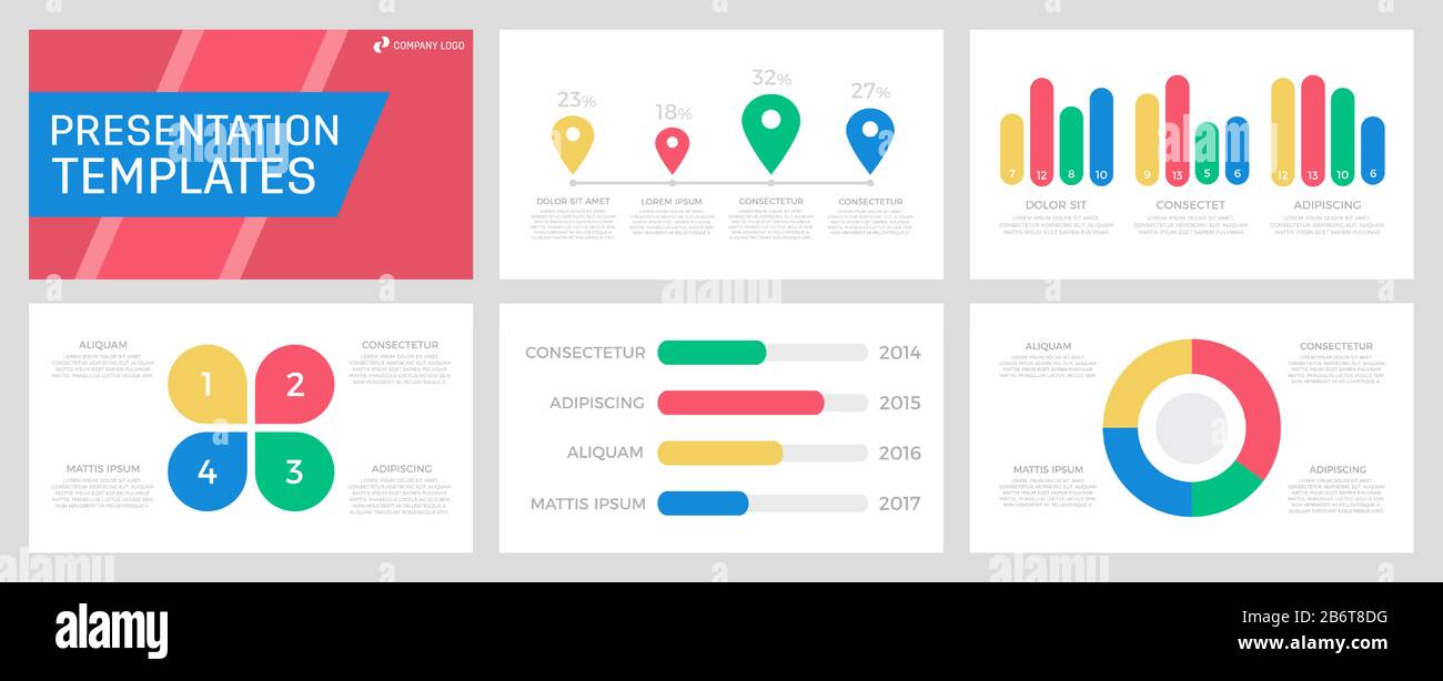 Set of yellow and blue, red, green elements for multipurpose ...