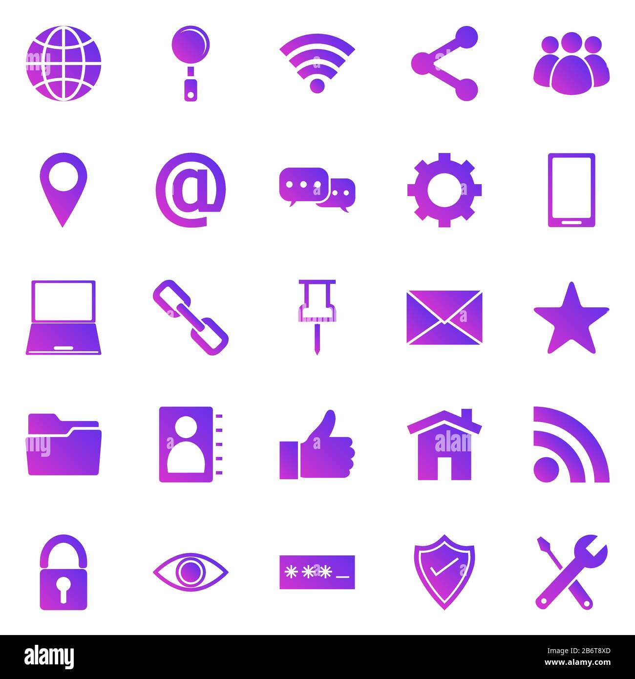 Internet gradient icons on white background, stock vector Stock Vector ...