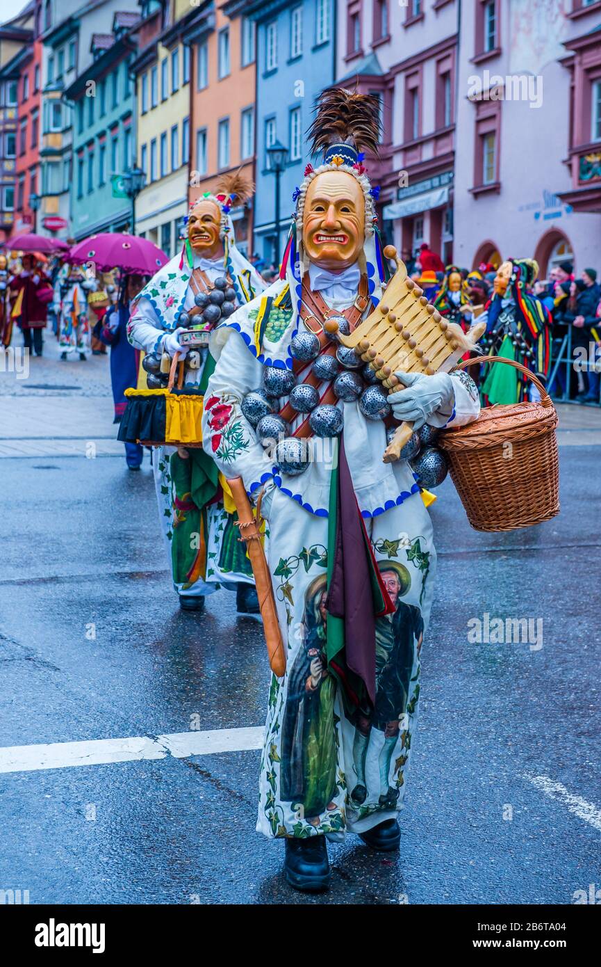 ROTTWEIL , GERMANY - FEB 24 : Participants in the Rottweil Carnival in ...