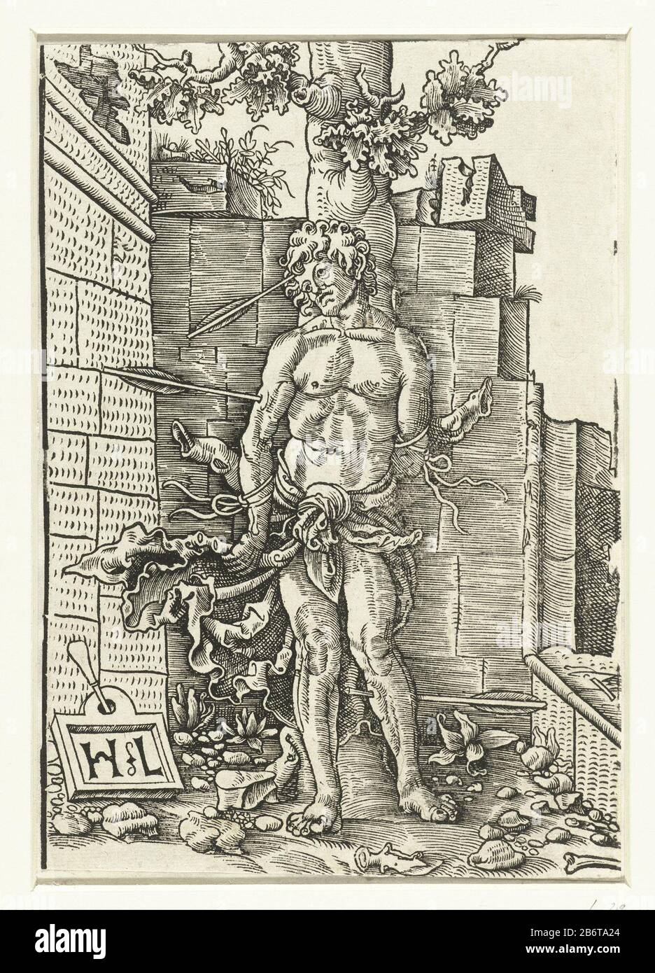 Heilige Sebastiaan The Saint Sebastian martyr , tied to a tree with ...