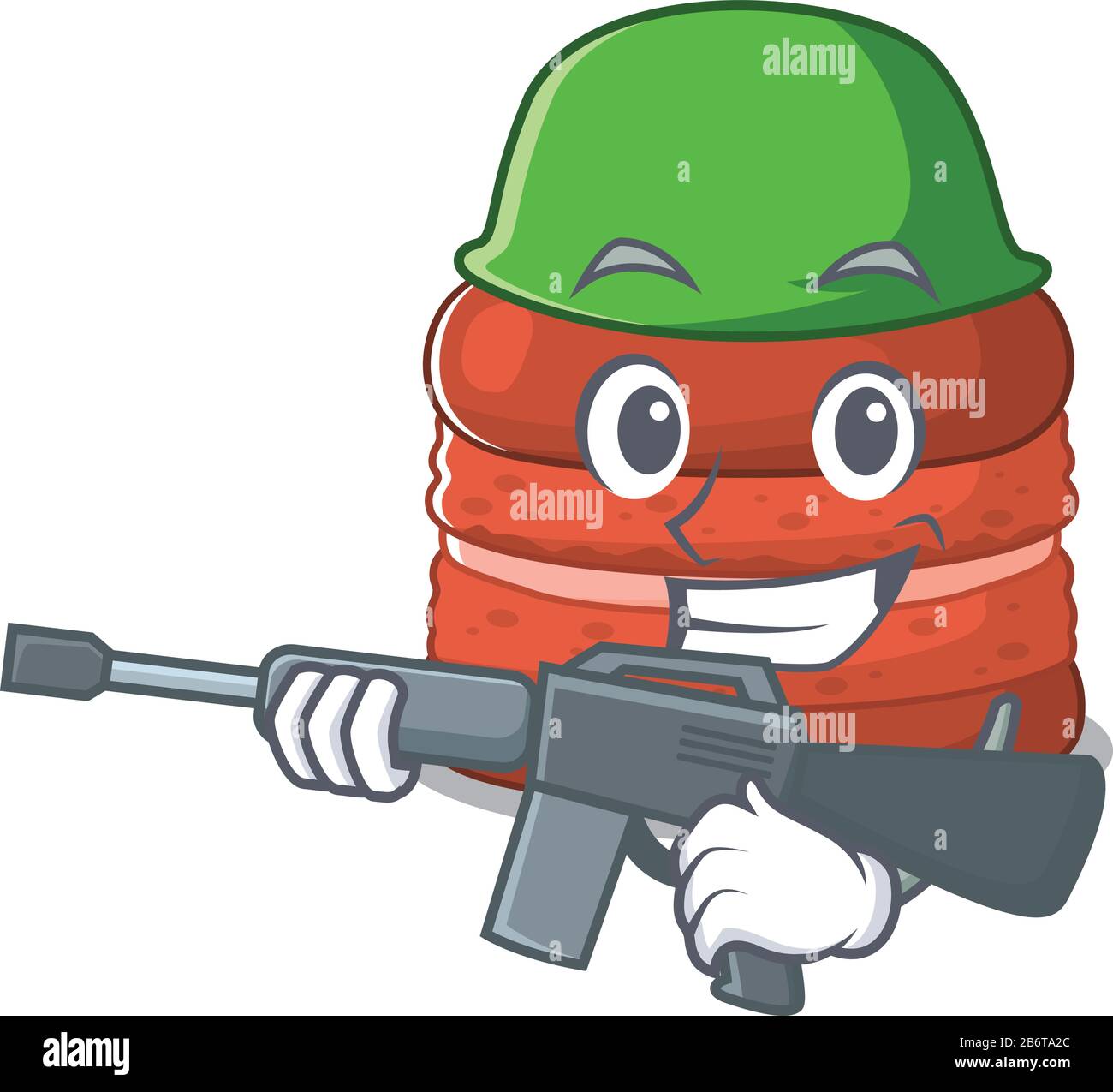 A picture of cherry macaron as an Army with machine gun Stock Vector ...