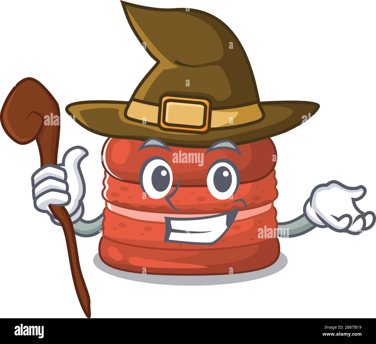 Cute and sneaky Witch cherry macaron cartoon design style Stock Vector ...