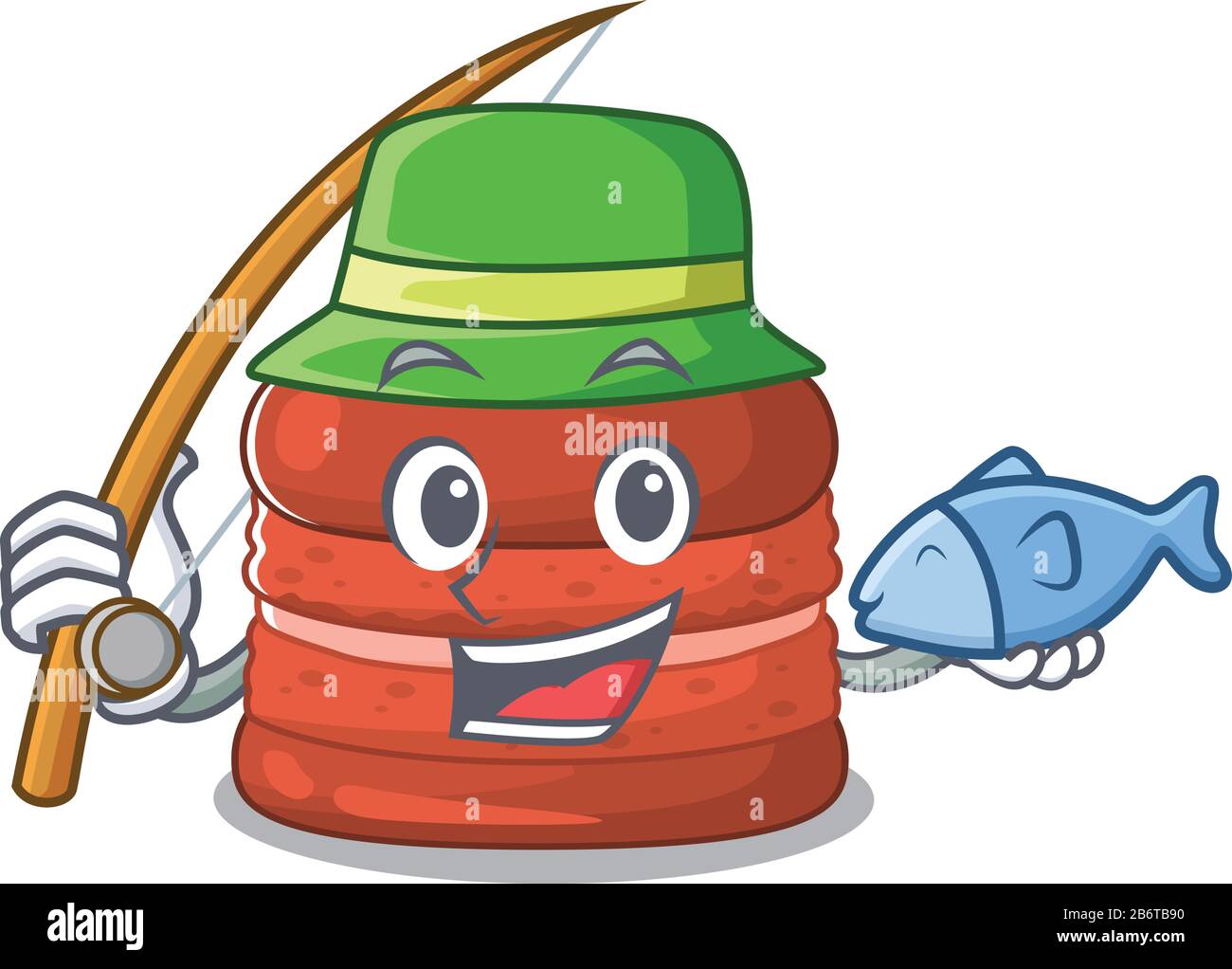 A Picture of funny Fishing cherry macaron design Stock Vector Image ...