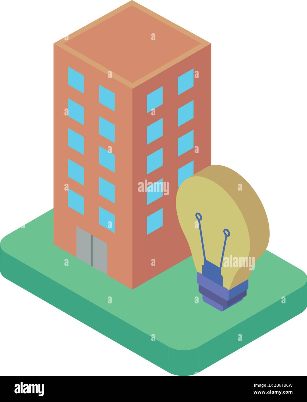 bulb light energy and building flat style icon Stock Vector Image & Art ...