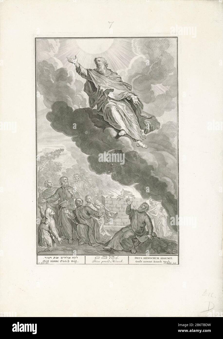 Hemelvaart van Henoch Enoch ascends to heaven. On the ground at an ...