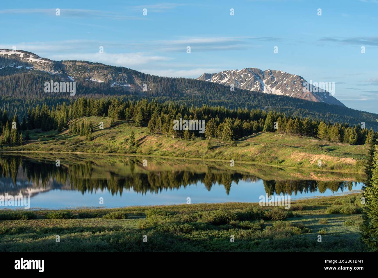 Landscape of Little Molas Lake, forest and mountains in the San Juan ...
