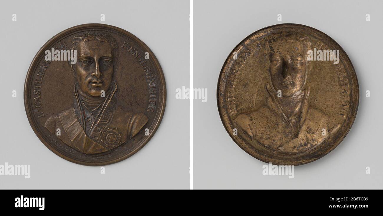 Henry Robert Stewart, burggraaf Castlereagh Eenzijdige koperen penning ...