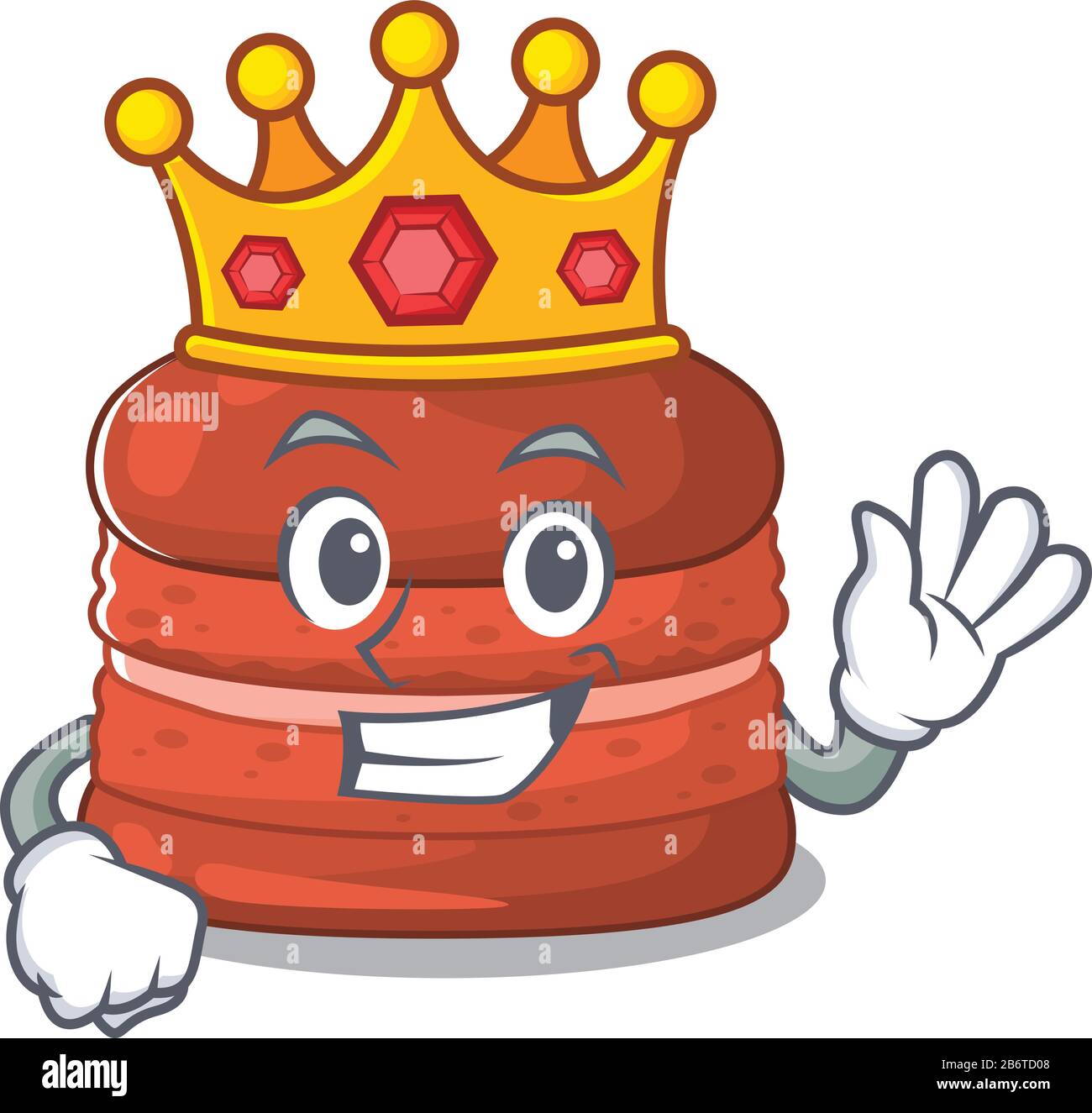 The Royal King of cherry macaron cartoon character design with crown ...