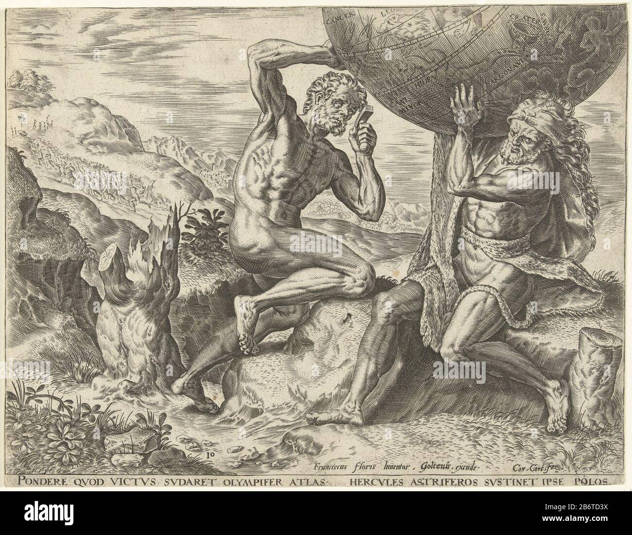 Hercules torst de wereldbol voor Atlas Werken van Hercules (serietitel ...