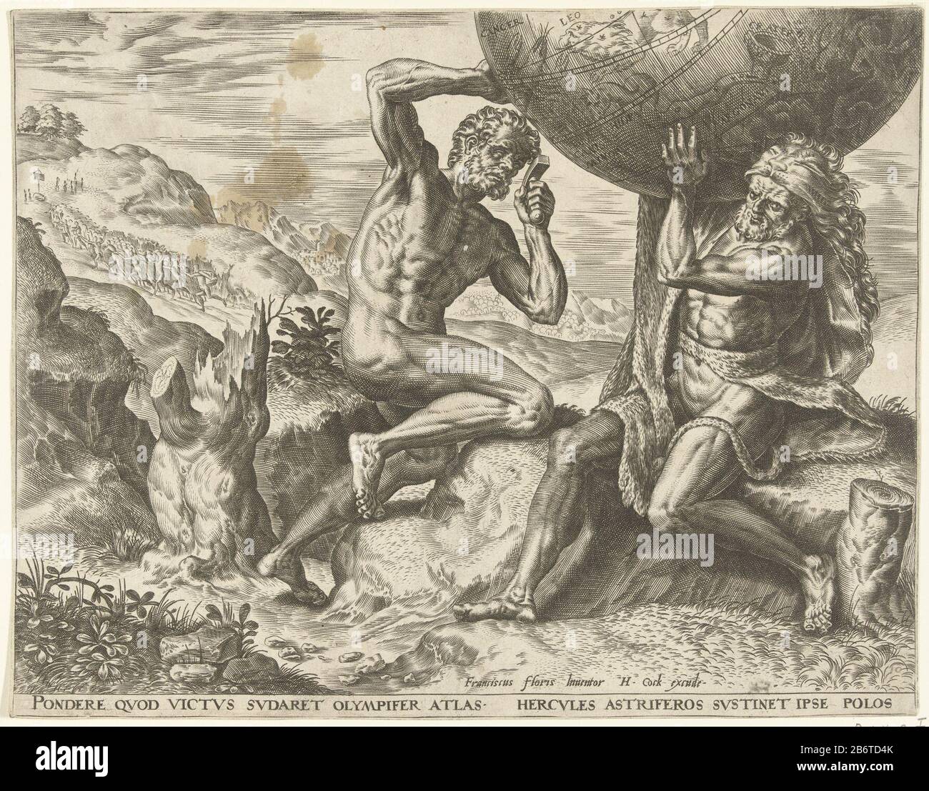 Hercules torst de wereldbol voor Atlas Werken van Hercules (serietitel ...