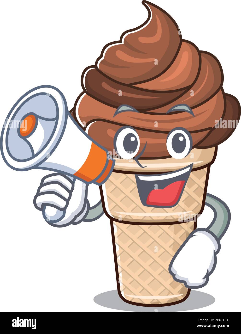An icon of chocolate ice cream holding a megaphone Stock Vector Image ...