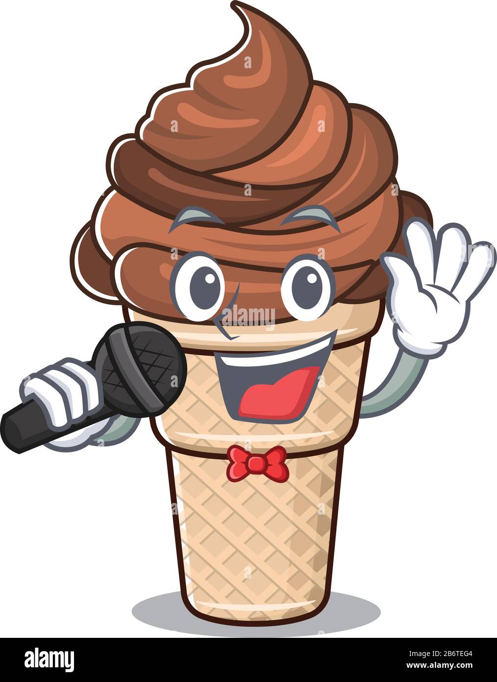 Cute chocolate ice cream sings a song with a microphone Stock Vector ...