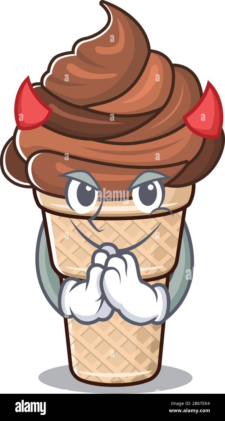 A picture of chocolate ice cream in devil cartoon design Stock Vector ...