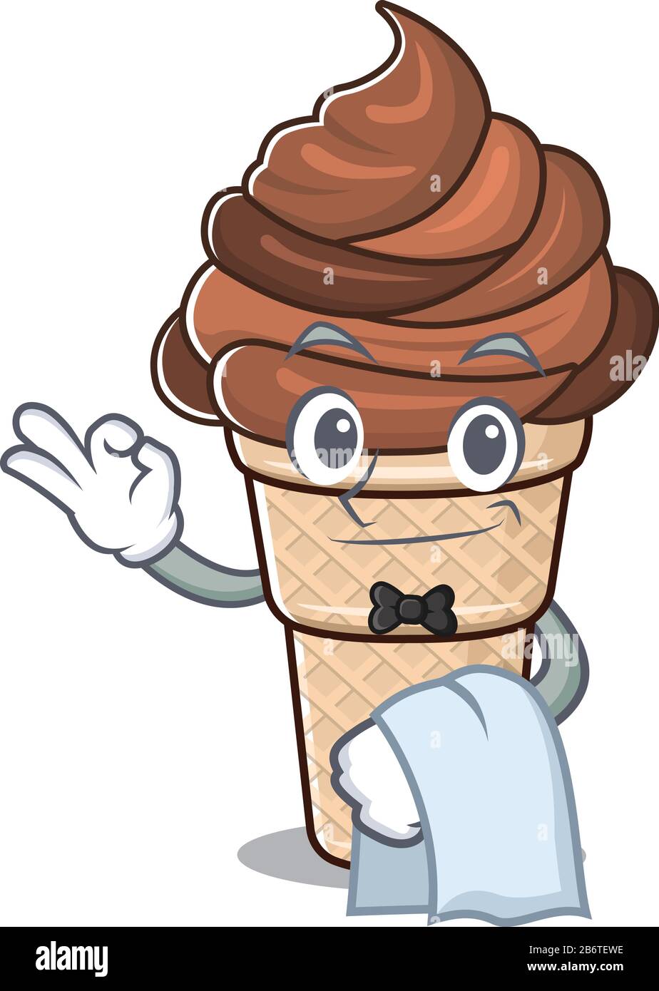 A design of chocolate ice cream cartoon character working as waiter ...