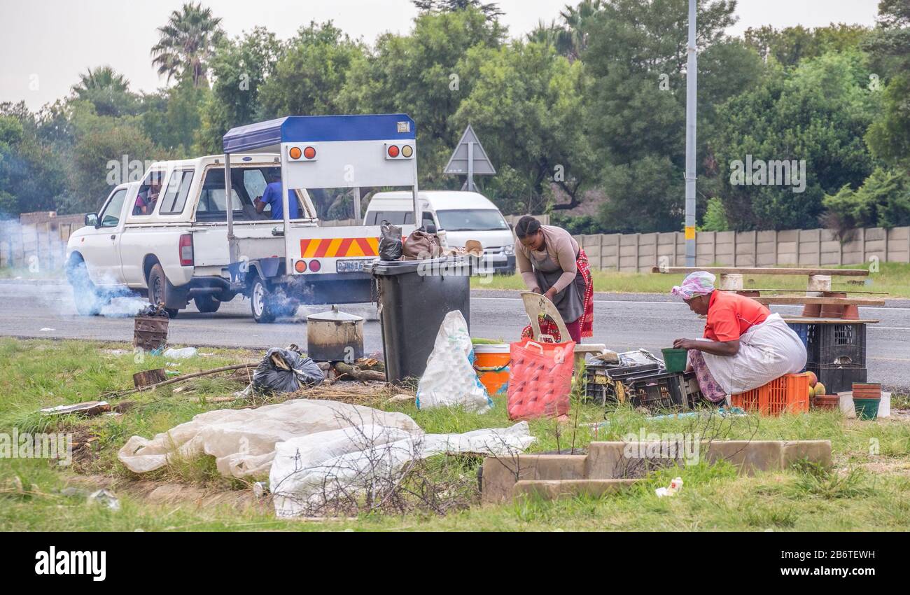 Alberton, South Africa - unidentified black African women sell roasted ...