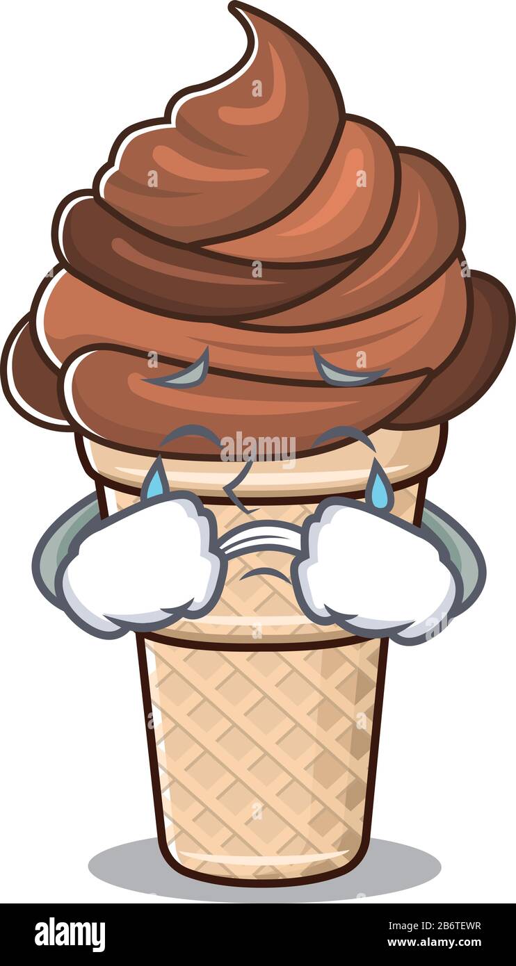 A Crying chocolate ice cream cartoon mascot design style Stock Vector ...