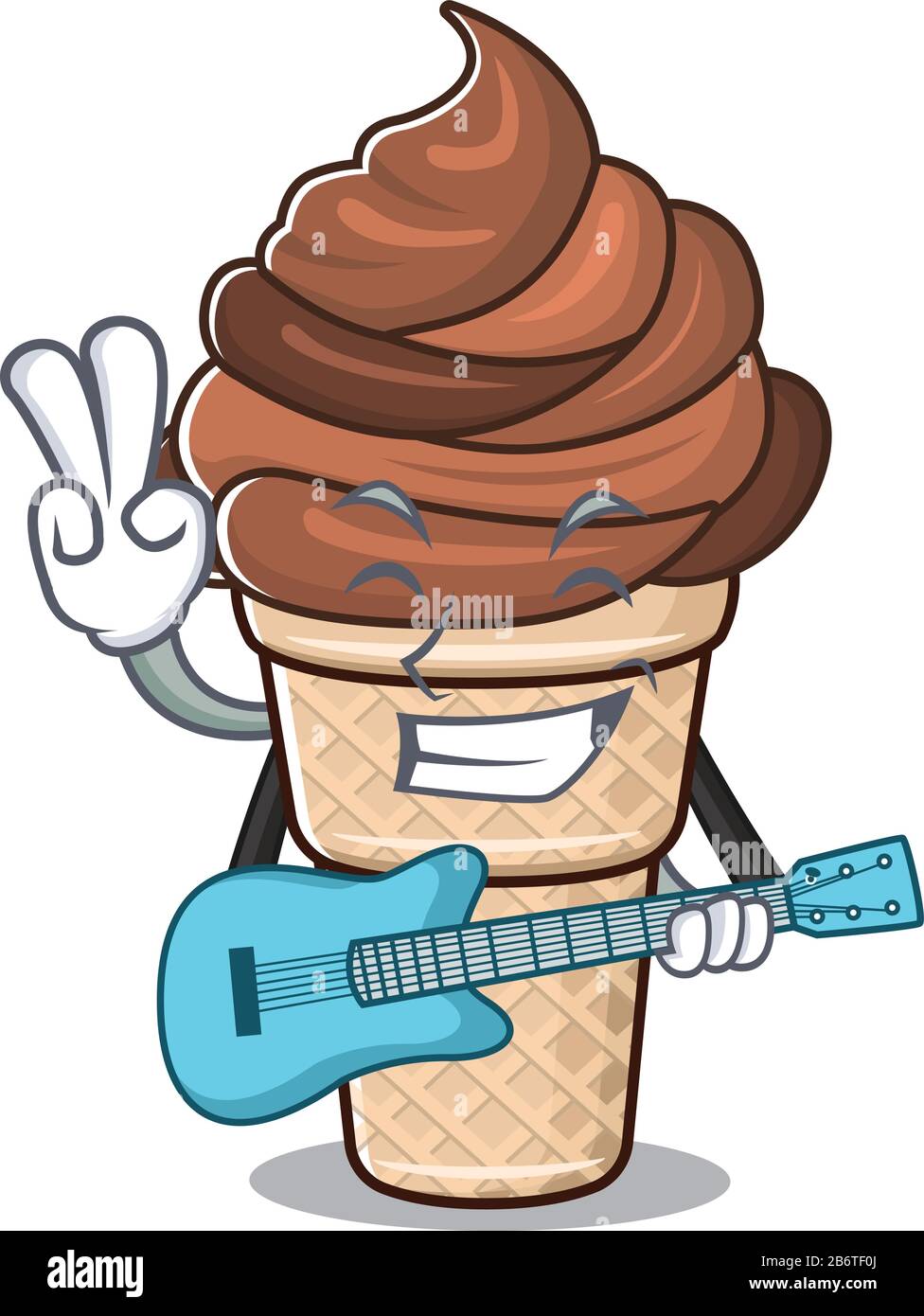 Supper cool chocolate ice cream cartoon playing a guitar Stock Vector ...