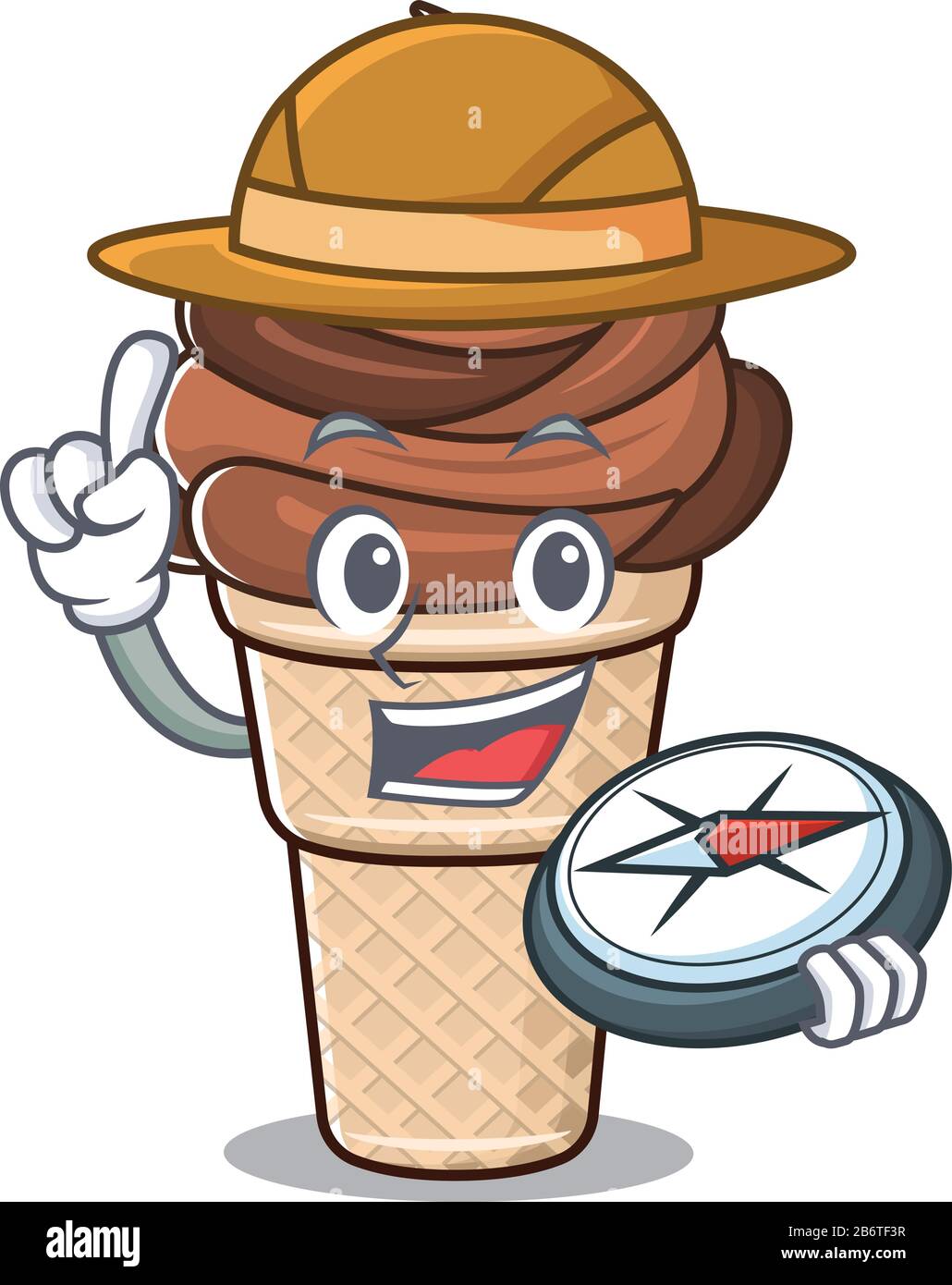 Chocolate ice cream an experienced explorer with a compass Stock Vector ...