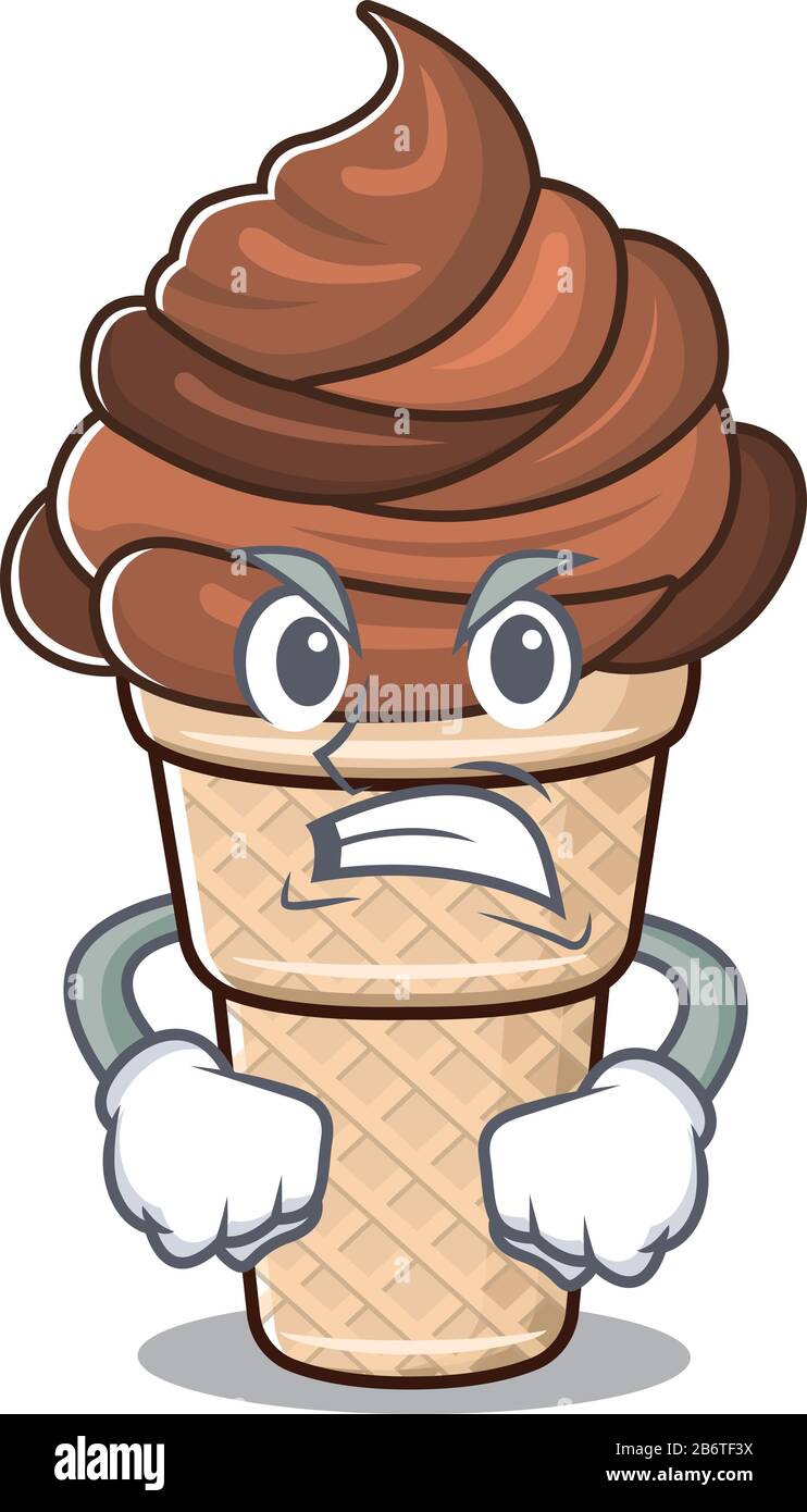 chocolate ice cream cartoon character design with angry face Stock ...
