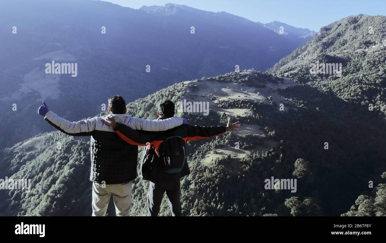 two friends are celebrate world friends day (world friendship day) in ...
