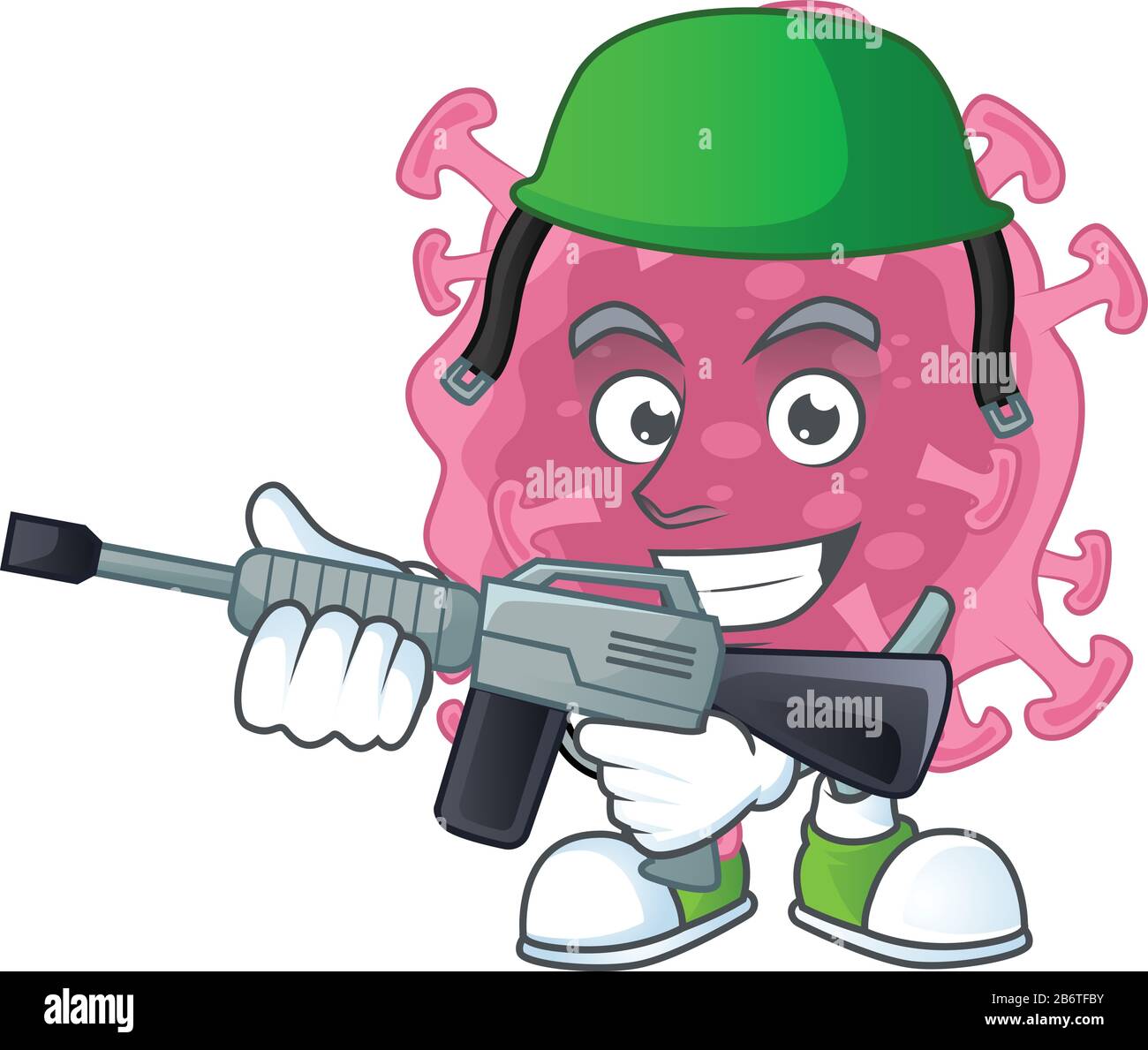 An elegant picture of corona virus parasite as an Army having machine ...