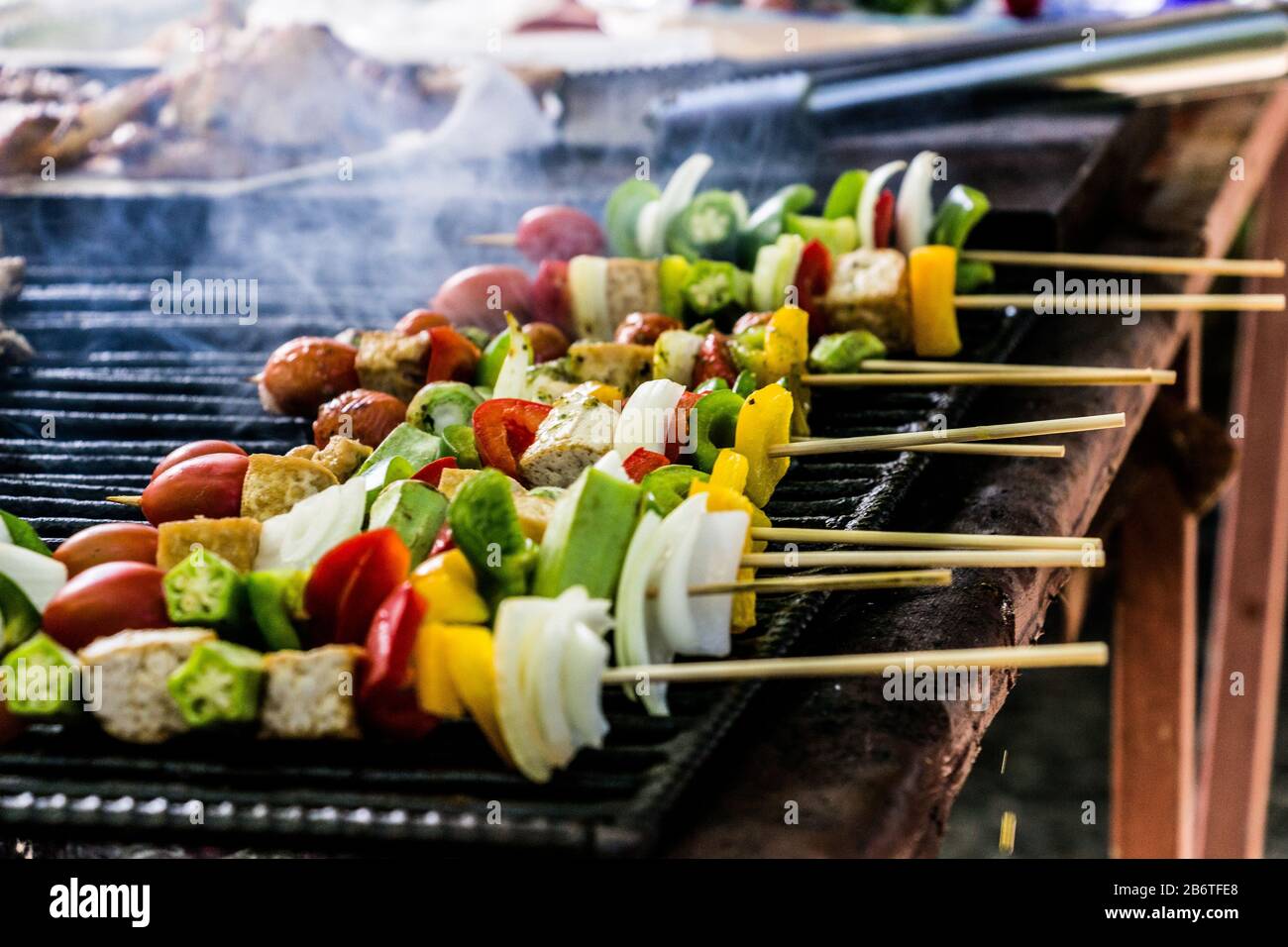Delicious vegetables are grilled on a barbeque Stock Photo - Alamy