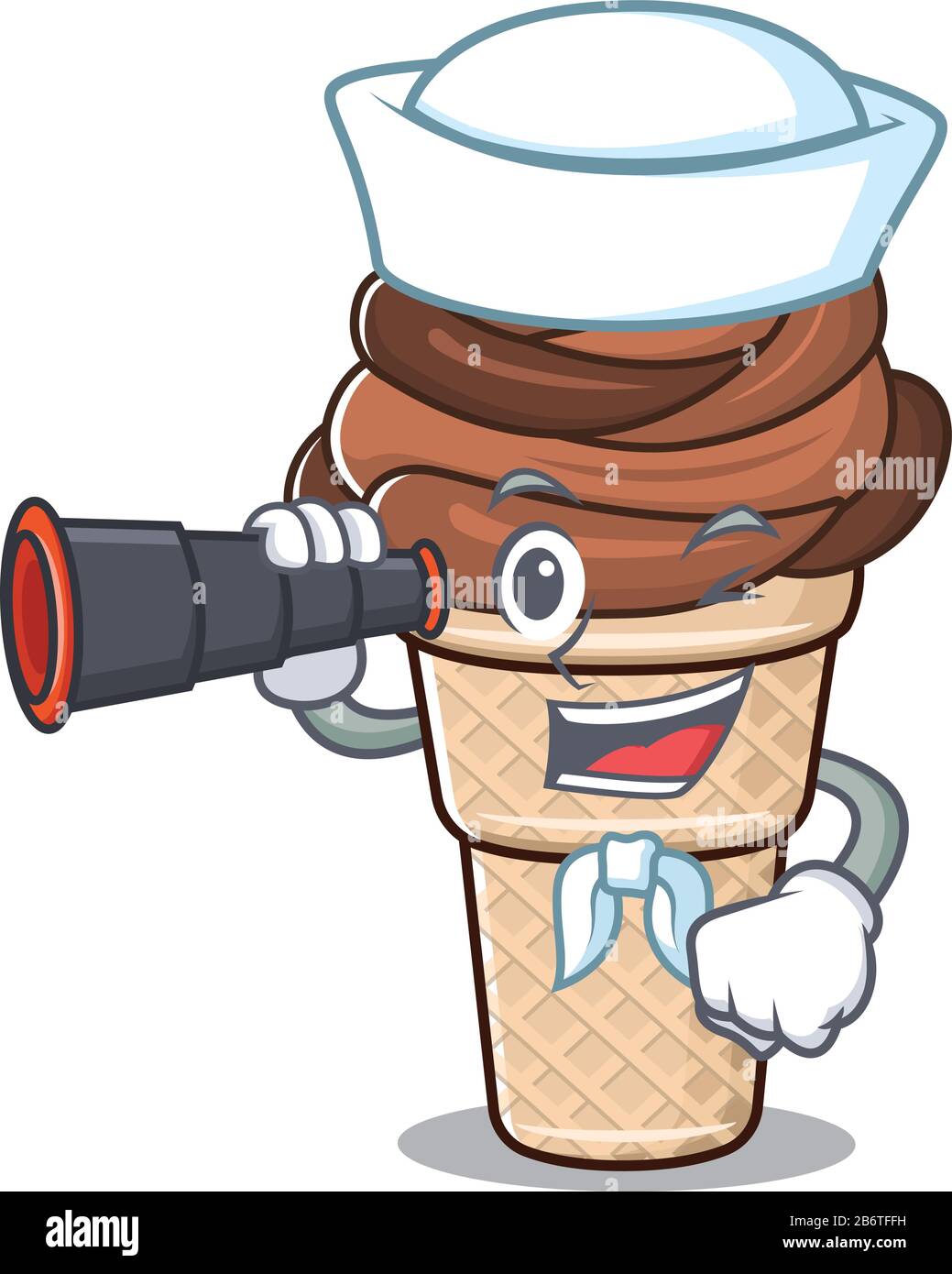 chocolate ice cream in Sailor cartoon character design with binocular ...