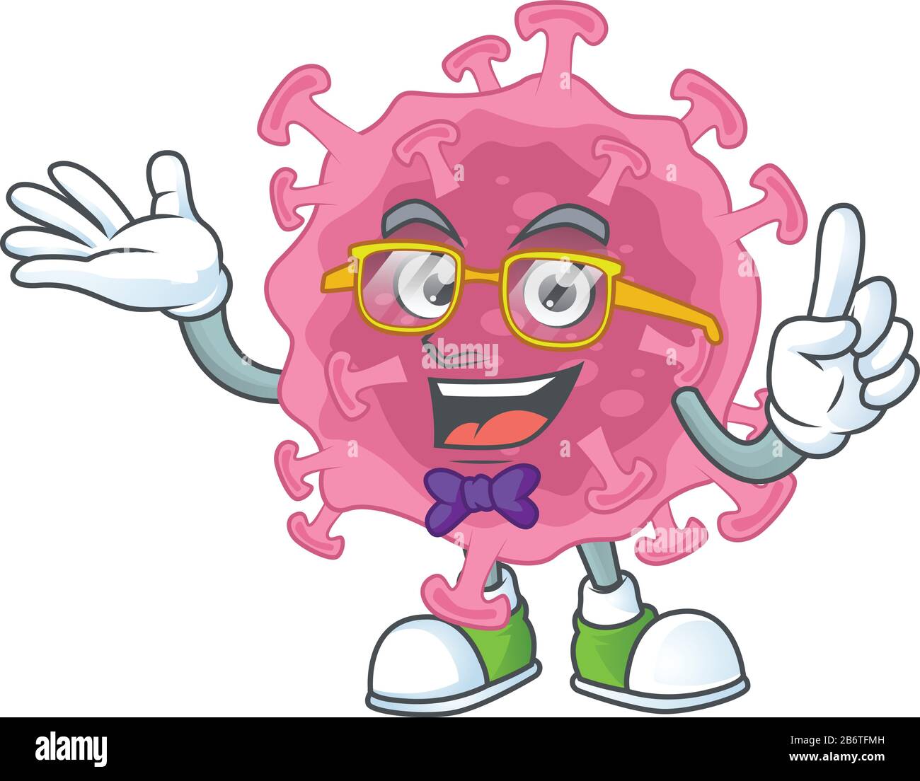 Super Funny corona virus parasite in nerd mascot design style Stock ...