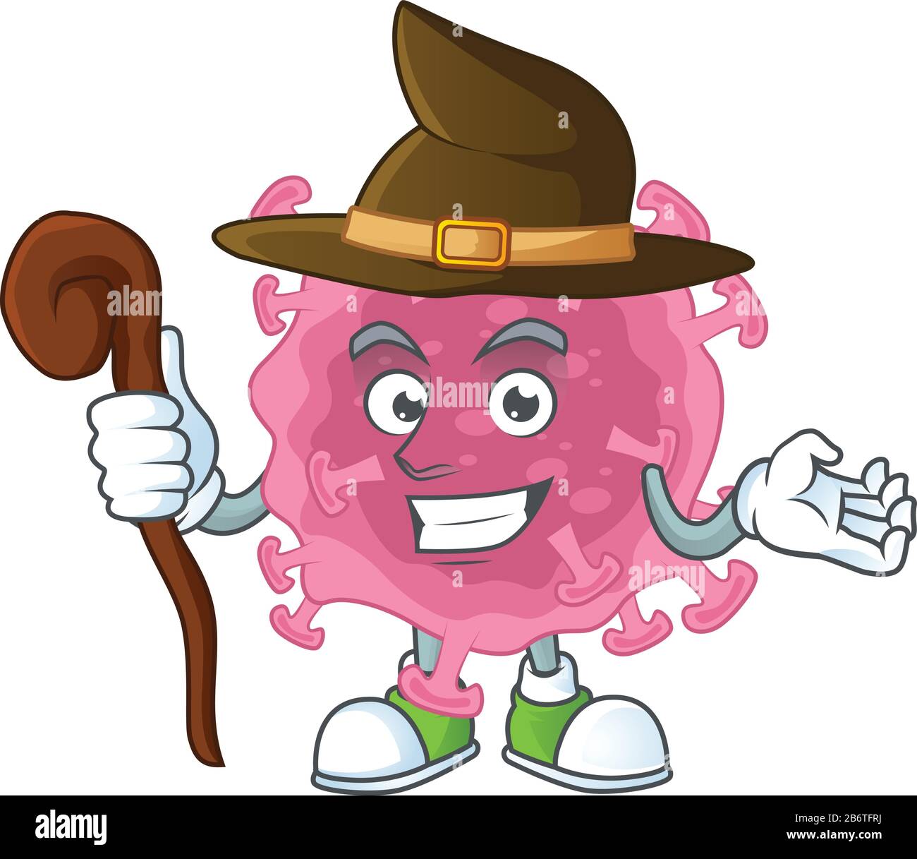 sweet and tricky Witch corona virus parasite cartoon character Stock ...