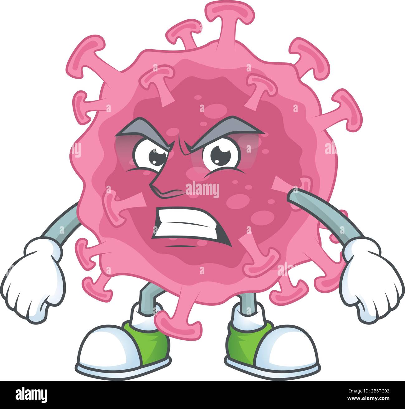 Charming corona virus parasite mascot design style waving hand Stock ...