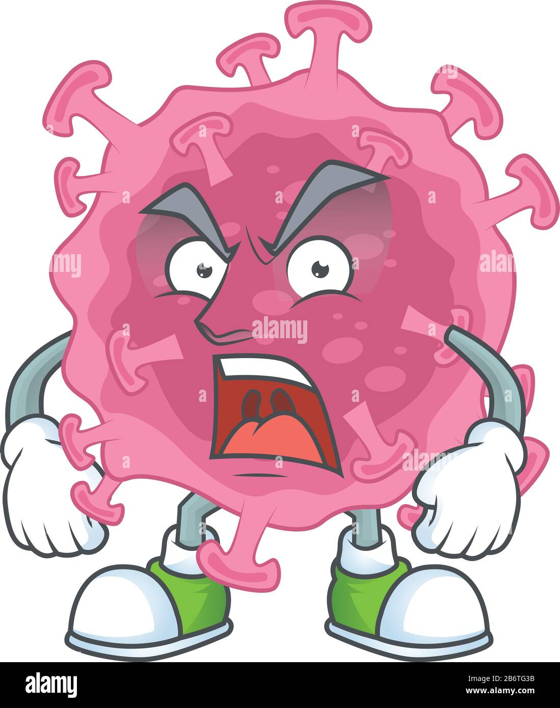 Corona virus parasite mascot design concept showing angry face Stock ...