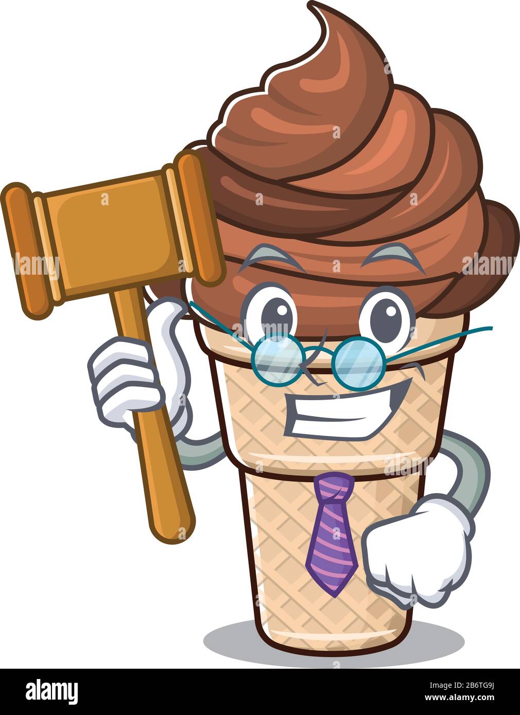 Charismatic Judge chocolate ice cream cartoon character design wearing ...